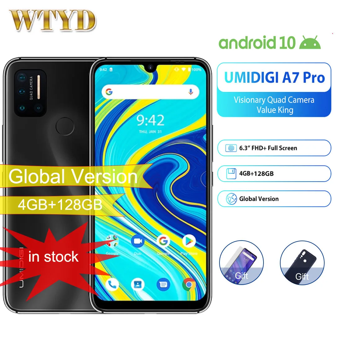 4GB-128GB-UMIDIGI-A7-Pro-Global-Version-Smartphone-6-3-Quad-Camera ...