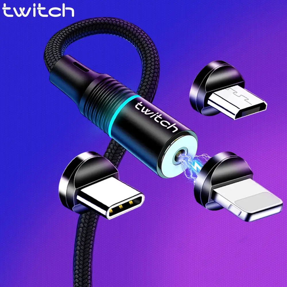 Twitch Cable micro USB magnético de 2m para móviles, Cable de carga rápida para móviles ...