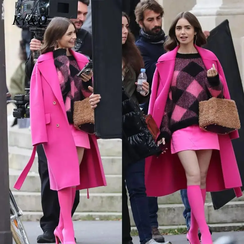 2022-New-Autumn-Winter-Overcoat-Elegant-Vintage-Rose-Red-Double-Faced ...