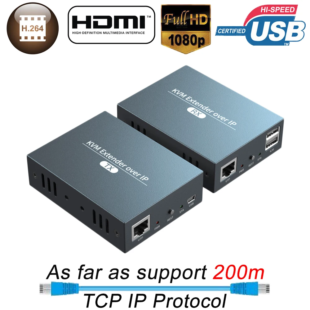 2021 Best Ip Network Hdmi Usb Keyboard Mouse Kvm Extender 200m Over Tcp ...
