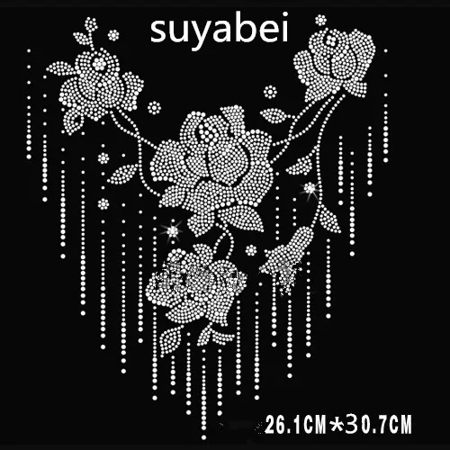 2pc/lot Big Flower Hot Fix Motif Iron On Crystal Transfers Design Hot ...