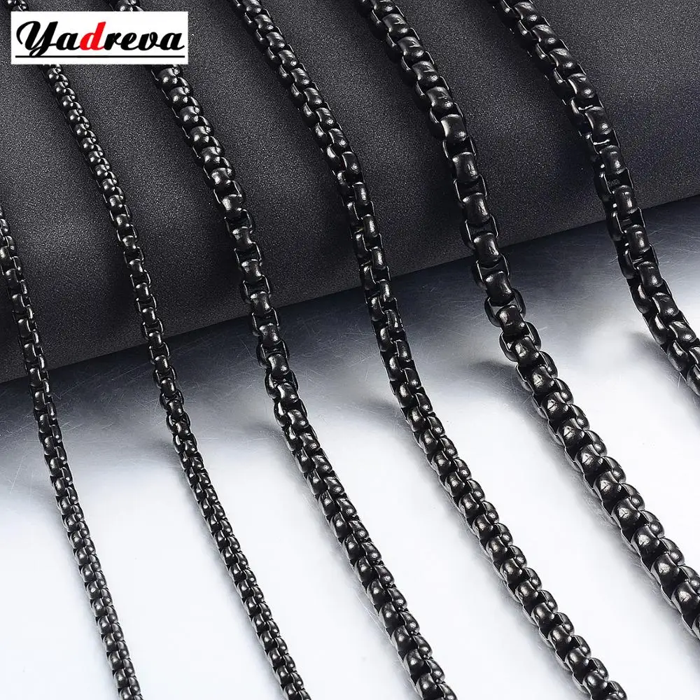Stainless Steel Necklace Chain Waterproof Round Black Chain Chain Men ...