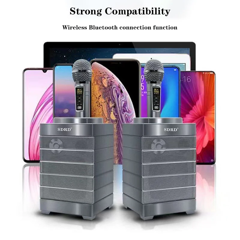 SDRD-128-Karaoke-Machine-With-2-Wireless-Microphone-Karaoke-Home-System-MIC-Portable-Bluetooth ...