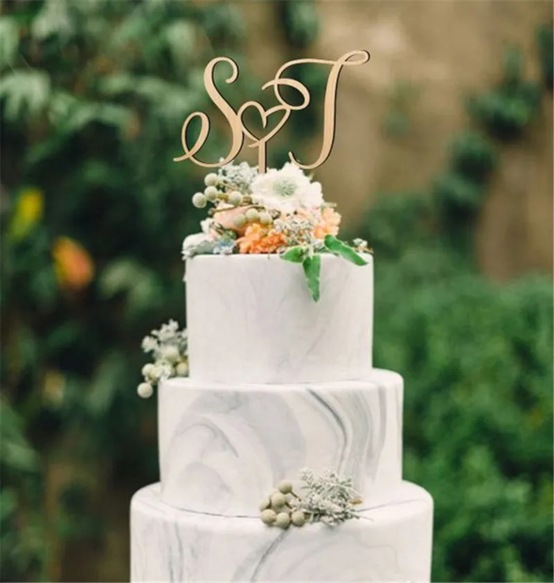 Custom Initial Letters Bolo Topper, nome personalizado, Topper Do Bolo ...