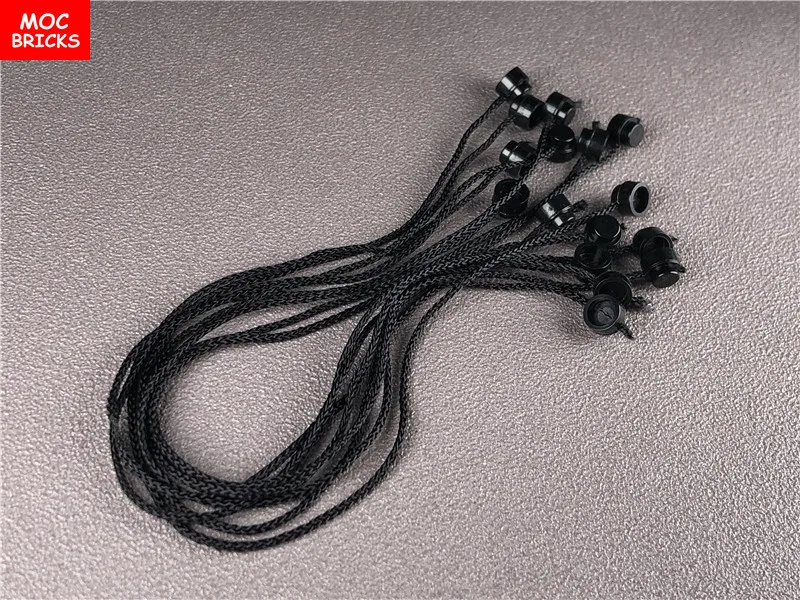 10pcs/lot MOC Bricks DIY Black String with End Studs 23.5cm Overall ...