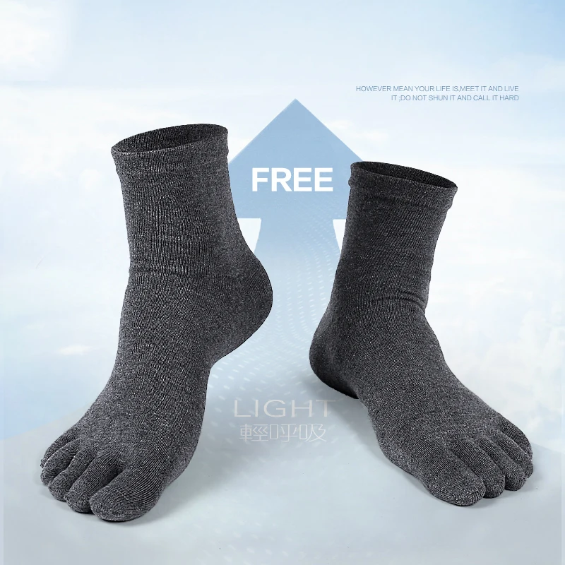 5 Pairs of Solid White Black Gray Men Toe Socks – Bamboo Fiber Male ...