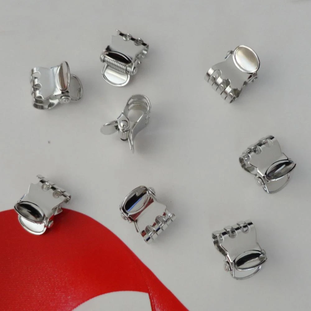 30pcs 1.5cm Silver Oval Pattern Plain Metal Hair Claws Barrettes Lead ...