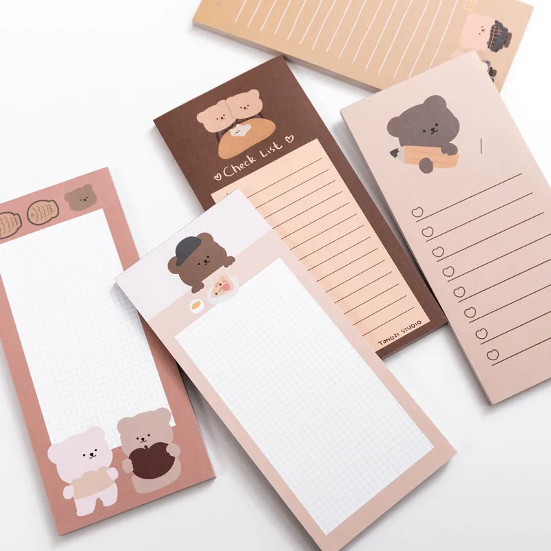 50 Sheets Cute Cookie Bear Memo Pad Kawaii Stationery N Times Sticky ...
