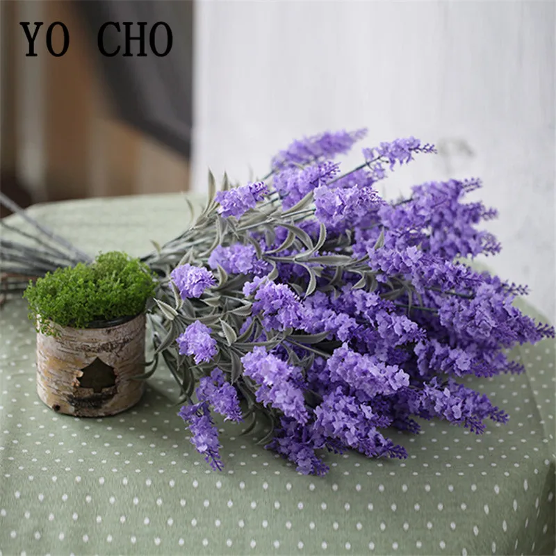 5-Heads-Small-Lavender-Fake-Flowers-Branch-Silk-Artificial-Flowers ...