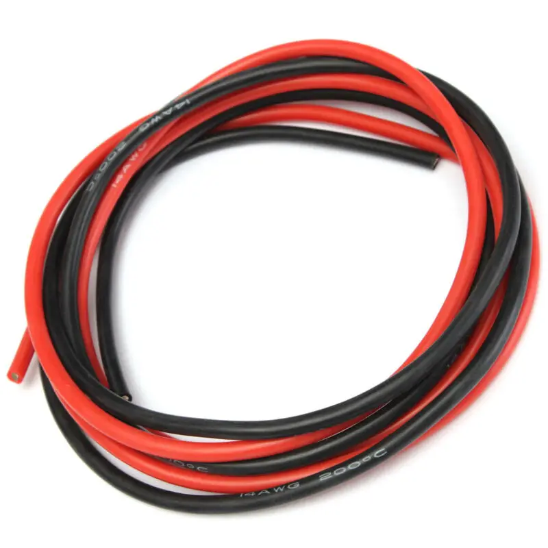 1meter Black +1meter Red Silicon Wire 12AWG 14AWG 16AWG 22AWG 24AWG ...
