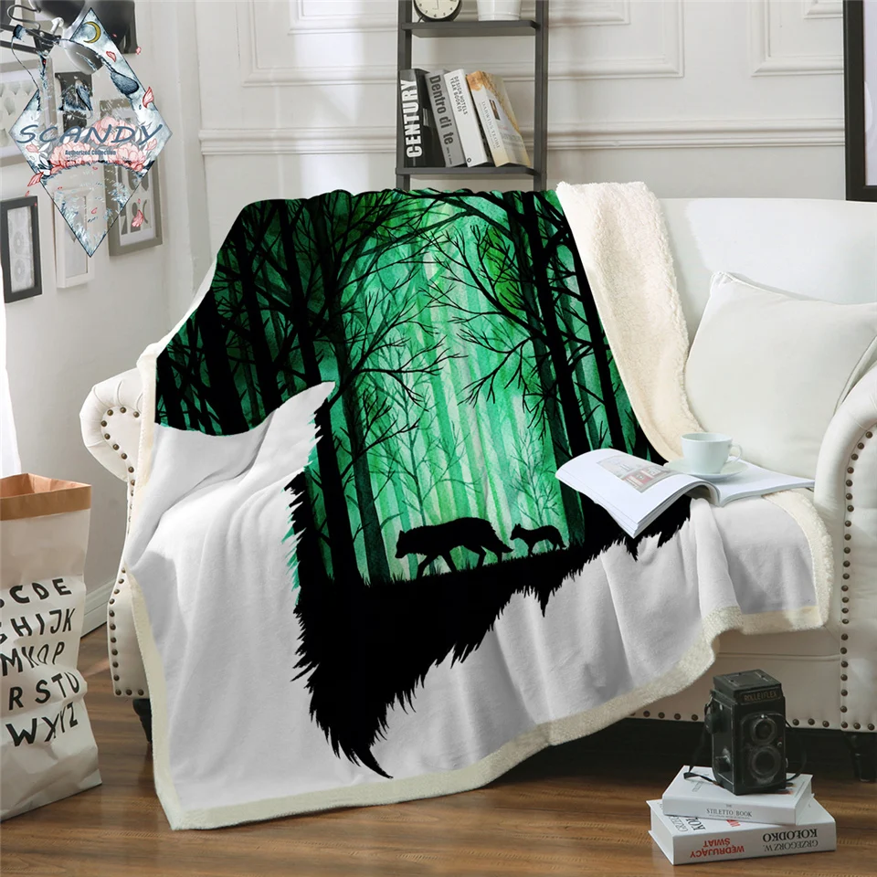 First Hunt by Scandy Girl Furry Blanket Animal Wolves Plush Bedspread ...