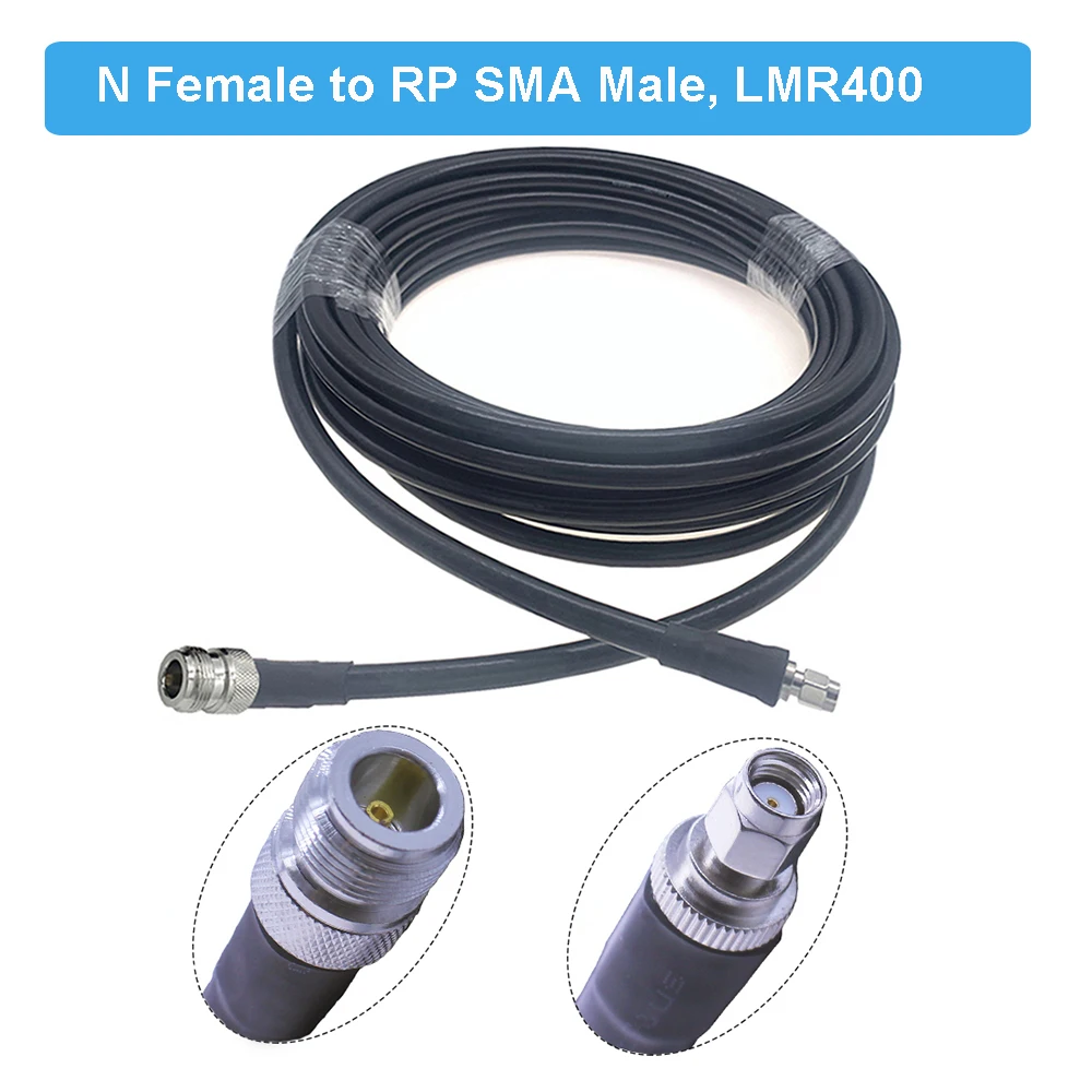 Cable RP SMA macho a N Hembra LMR400, extensión coaxial RF de 50 ohm ...