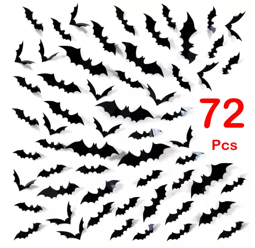 72-48-12Pcs-3D-Wall-Stickers-Bat-Stickers-Halloween-Decoration-Vinyl ...