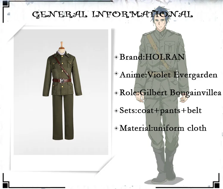 Violet Evergarden Cosplay Costume Uniform Gilbert Bougainvillea For ...