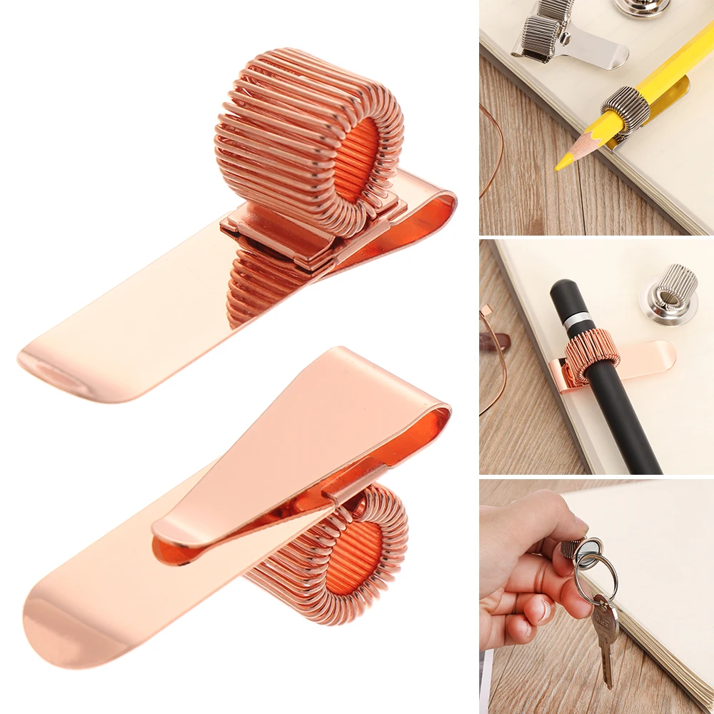 1 PCS Spring Pen Clip Metal Pencil Holder Single Hole Double Opening ...