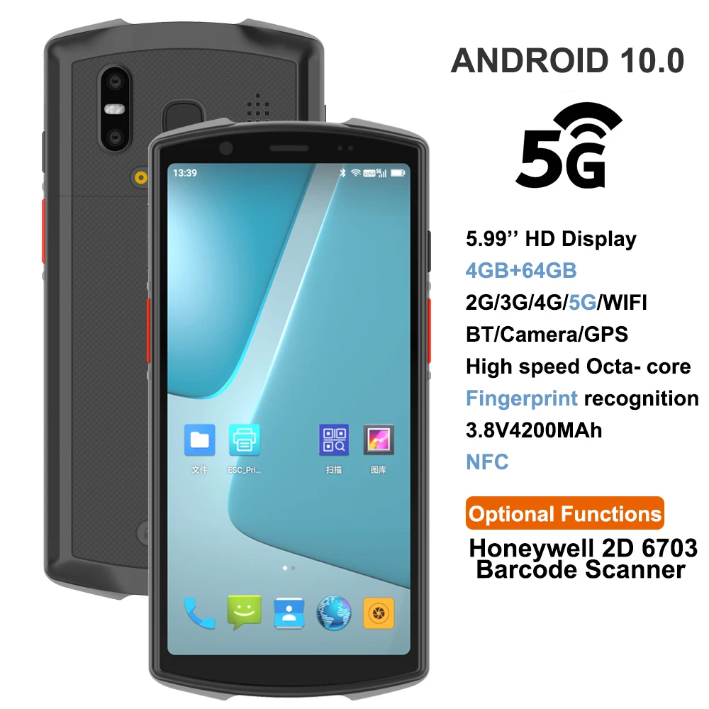 ทนทาน5G โทรศัพท์มือถือมือถือคอมพิวเตอร์6นิ้ว PDA With Barcode สแกนเนอร์ Honeywell N6703 NFC ...