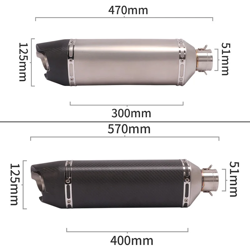マフラー カーボンファイバーカラーユニバーサルオートバイの排気マフラーサイレンサーパイプ38-51mm Carbon 38-51mm Silencer Color Motorcycle ...