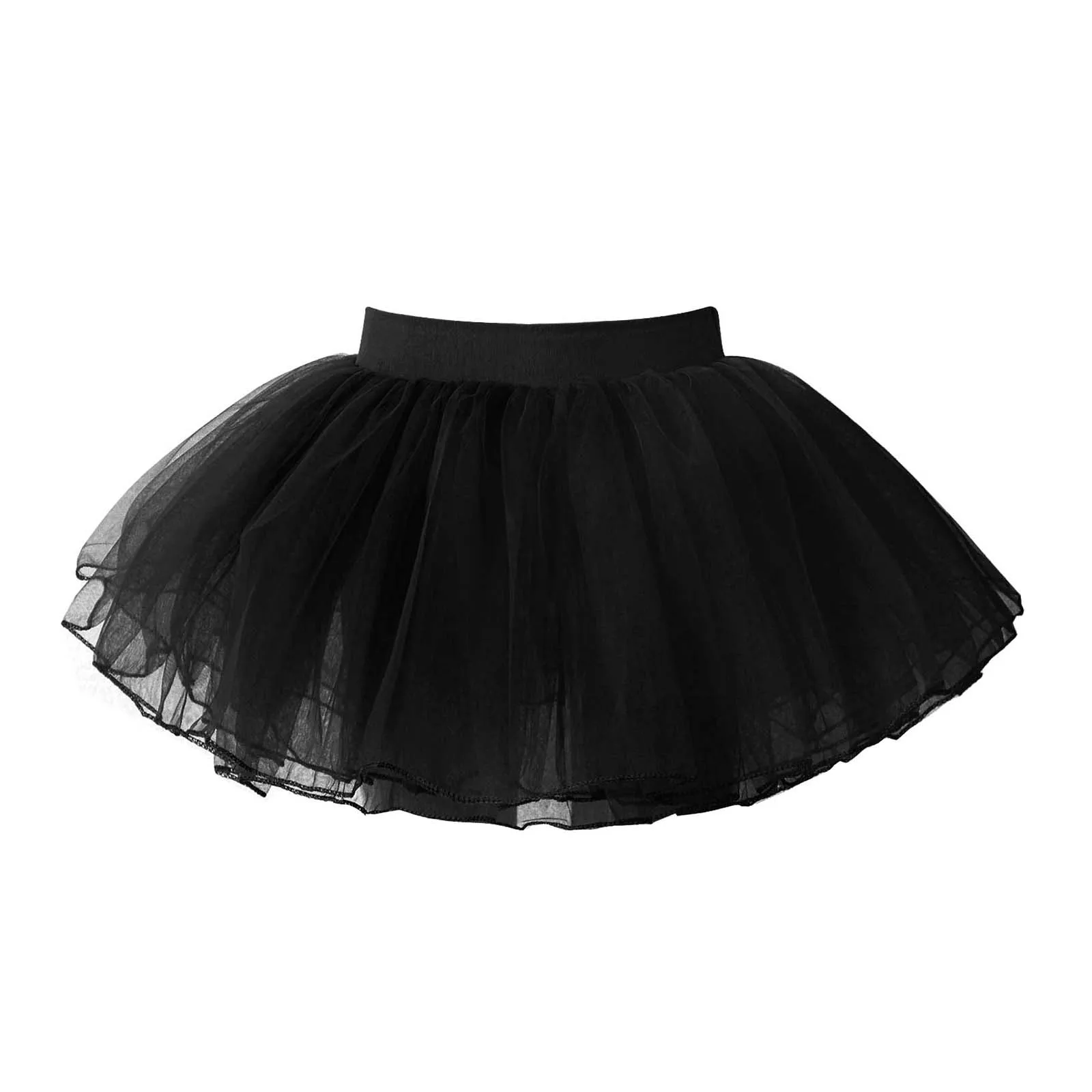 Kids-Girls-Dance-Clothing-Elastic-Waistband-Tutu-Mesh-Skirt-Solid-Color ...