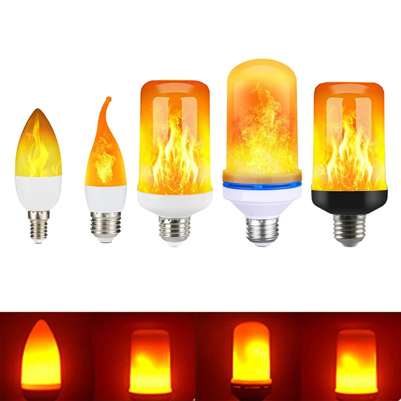 E27 LED Flame Lamp E14 B22 Dynamic Flame Effect Light Bulbs AC110V 220V ...
