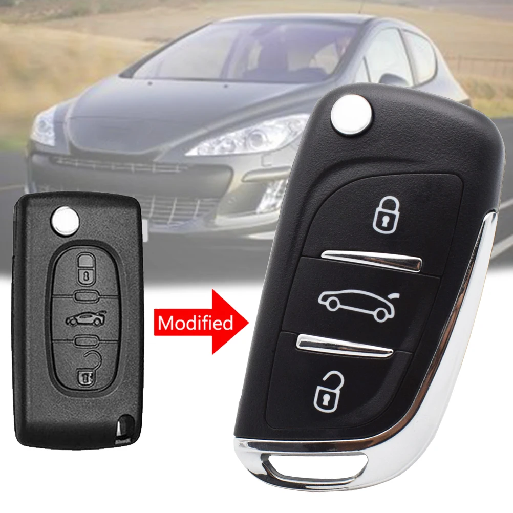 3 Button Modified Flip Key Shell Case For Peugeot 306 407 807 5008 ...