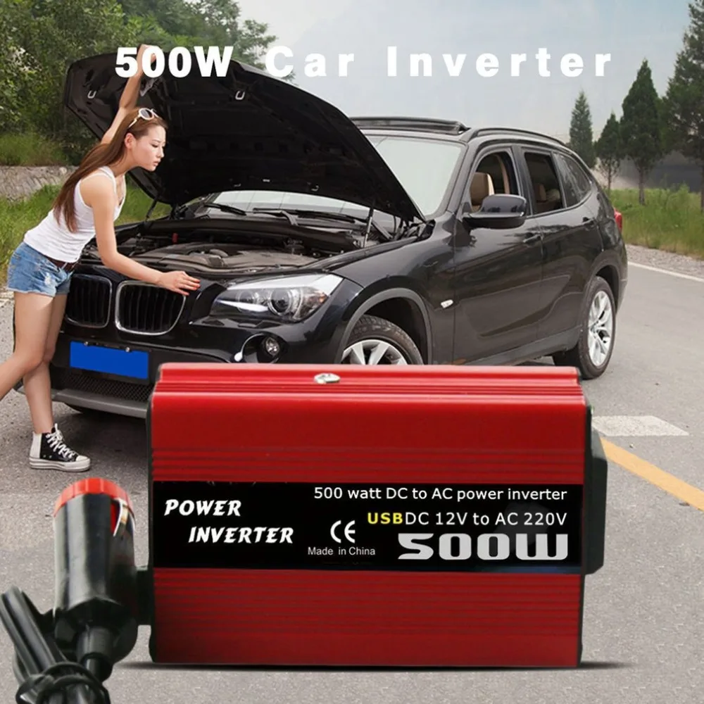 500W DC to AC Power Converter DC 12V to 220V 110V AC Car Inverter ...