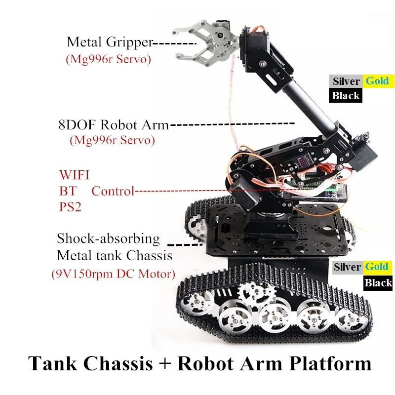 Wifi/ Bt/ Ps2 Control Robotic Mobile Platform Shock-absorbing Tank ...
