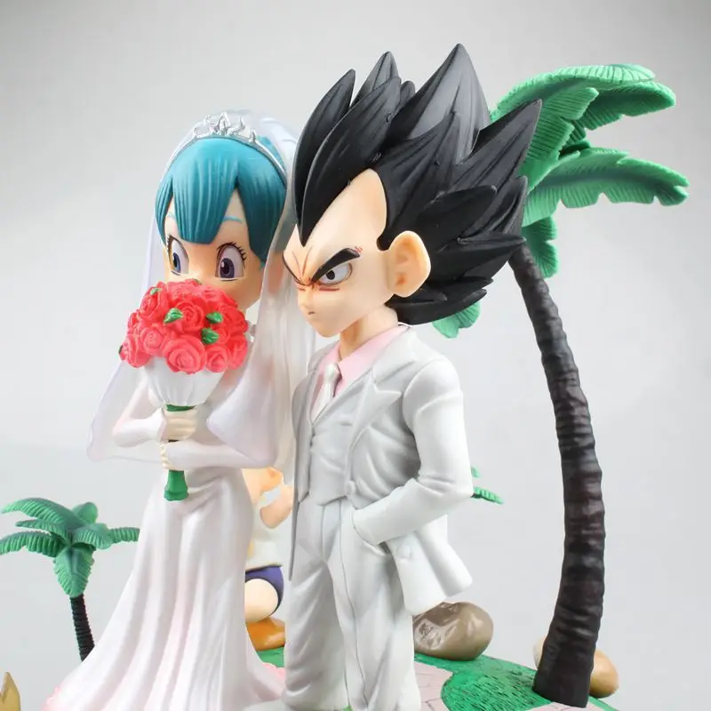 NEW hot 22cm Dragon Ball Vegeta Buruma Bulma marry Wedding dress Action ...