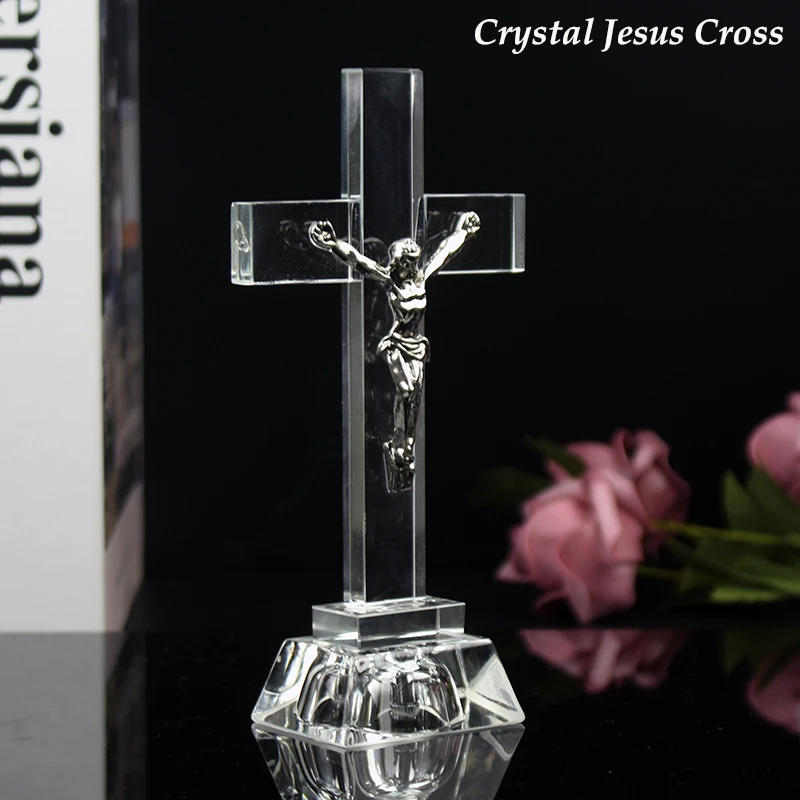 Christian Gifts Nightlight Crystal Jesus Cross Statue Religious Style ...