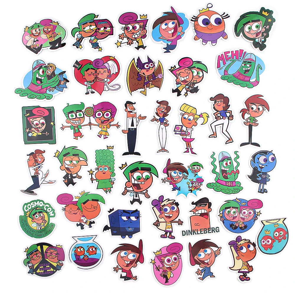 35PCS Cartoon The Fairly Oddparents Waterproof Fun Stickers Toy Luggage ...