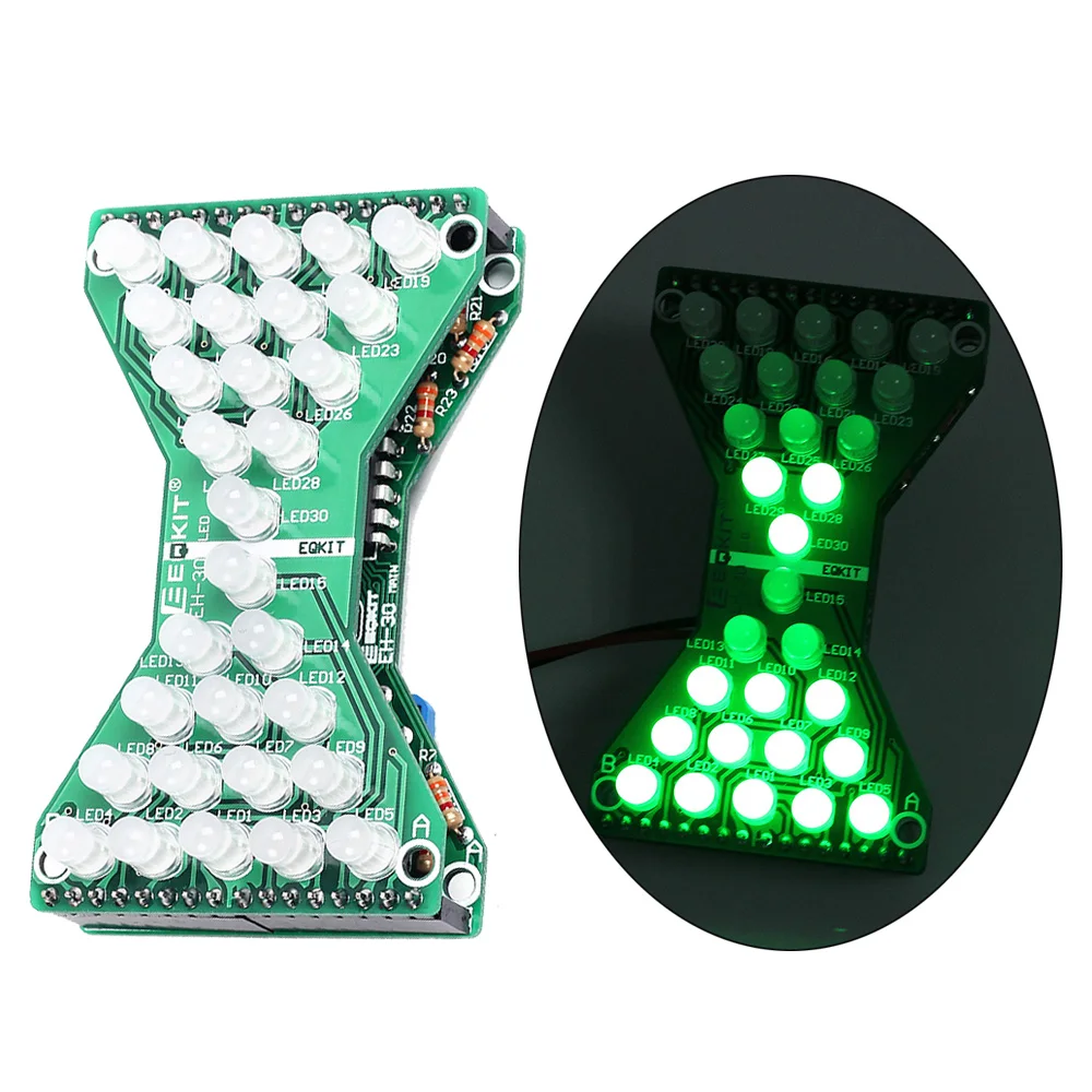 Diy Kit Green Led Hourglass With Double Layer Pcb Board Dc 3.3-5v Funny ...