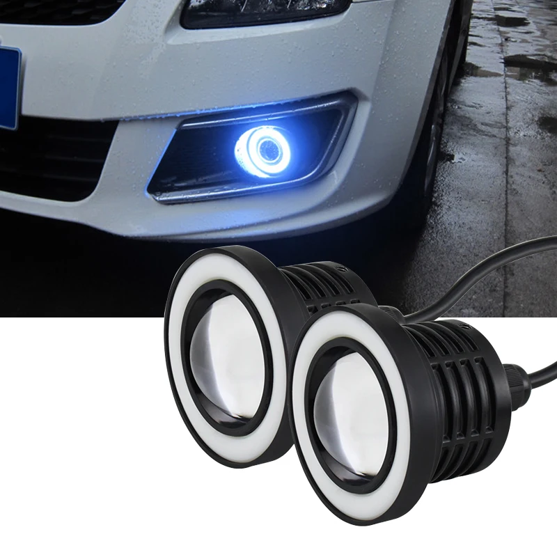 2Pcs-COB-LED-Headlight-Angel-Eyes-Bulb-Waterproof-Car-Daytime-Running ...