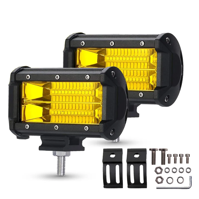 5inch-White-Yellow-LED-Light-Bar-12V-24V-72W-Flood-Beam-LED-Work-Light ...