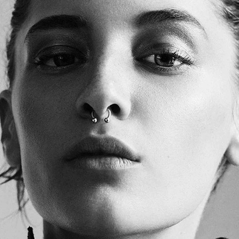 Piercing au nez,Rose gold-10MM--Ensemble de 5 Piercings de nez en acier ...