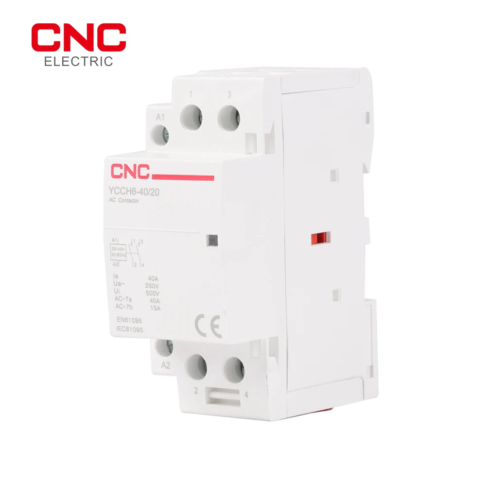 CNC YCCH6 2P Din rail Household ac Modular contactor 25A 40A 220V/230V 50/60HZ 2NO 2NC or 1NO 1NC