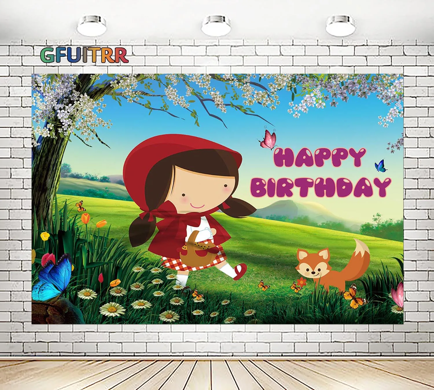 GFUITRR Little Red Riding Hood Backdrop Girls Birthday Background Fairy ...