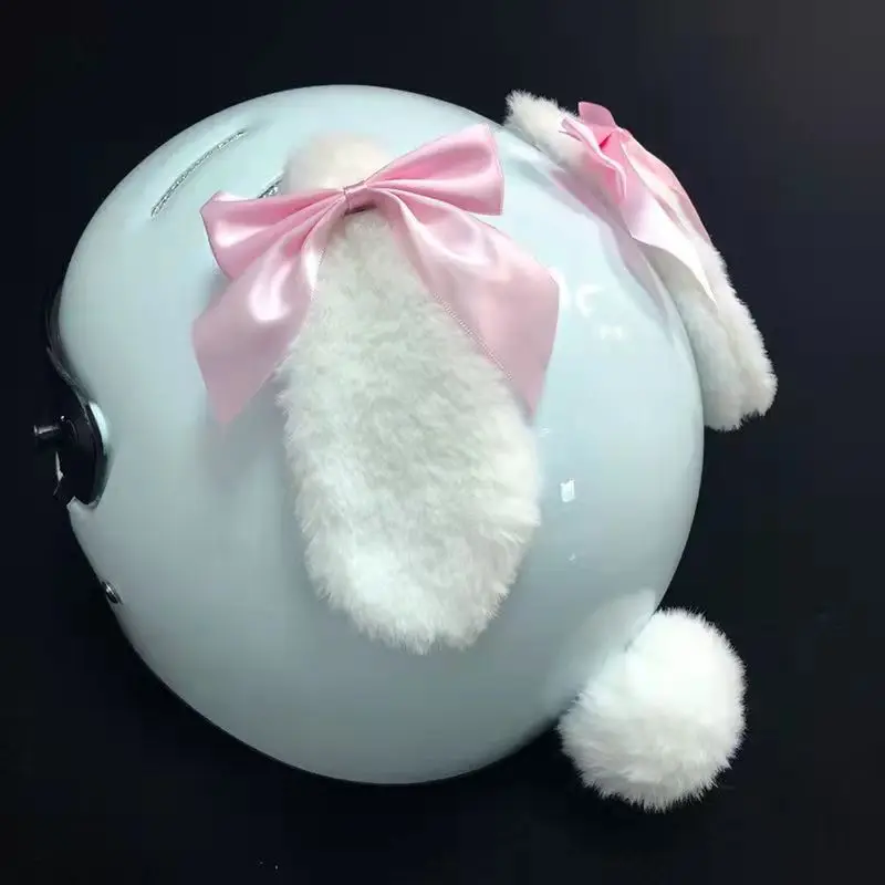 Creative-Motorcycle-Helmet-Decoration-Cute-Bunny-Ears-Motocross-Full ...