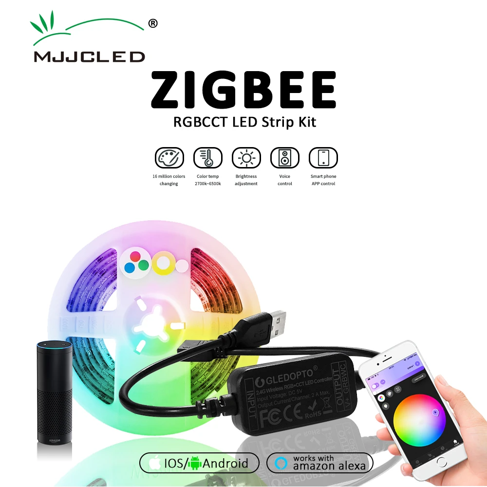 Gledopto 2m Rgbcct Zigbee Led Strip Light Tv Backlight Smart Kit 5v Usb Rgb Cct Stripe Tape ...