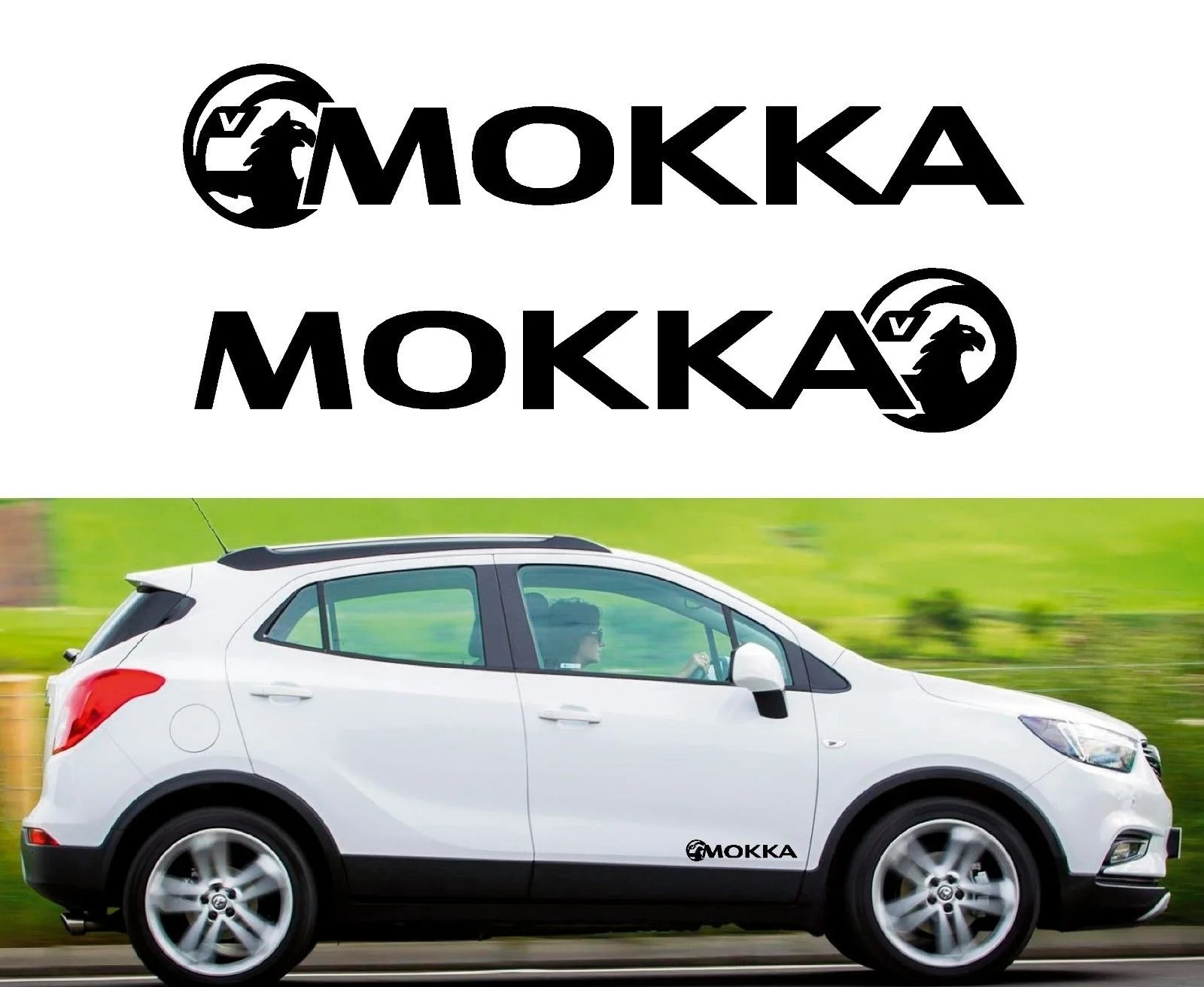 For 2 x MOKKA Logo Mix for VAUXHALL CAR DECAL STICKERS ADHESIVES 195 mm ...