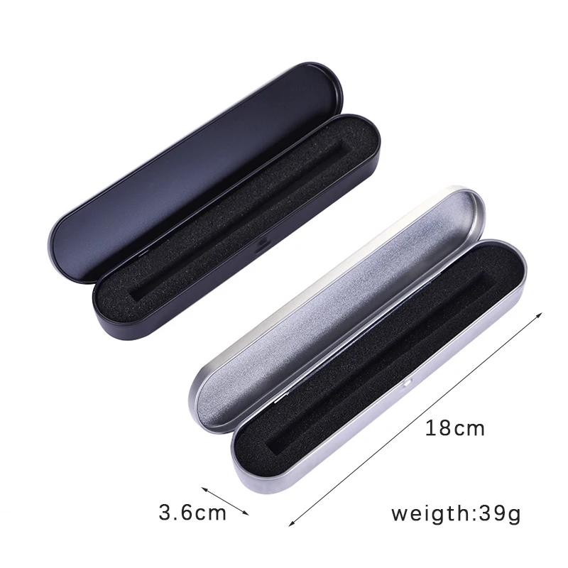 Etui à stylo,Boîte à stylos en métal noir et argent, boîte de Protection de haute qualité pour ...