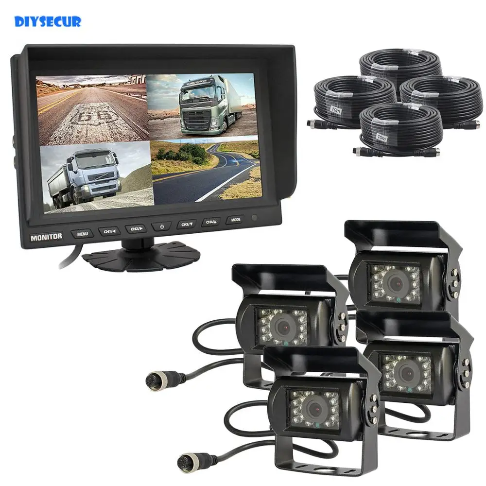 DIYSECUR-9-4-Split-QUAD-HD-Car-Monitor-4-x-CCD-IR-Night-Vision-Rear ...