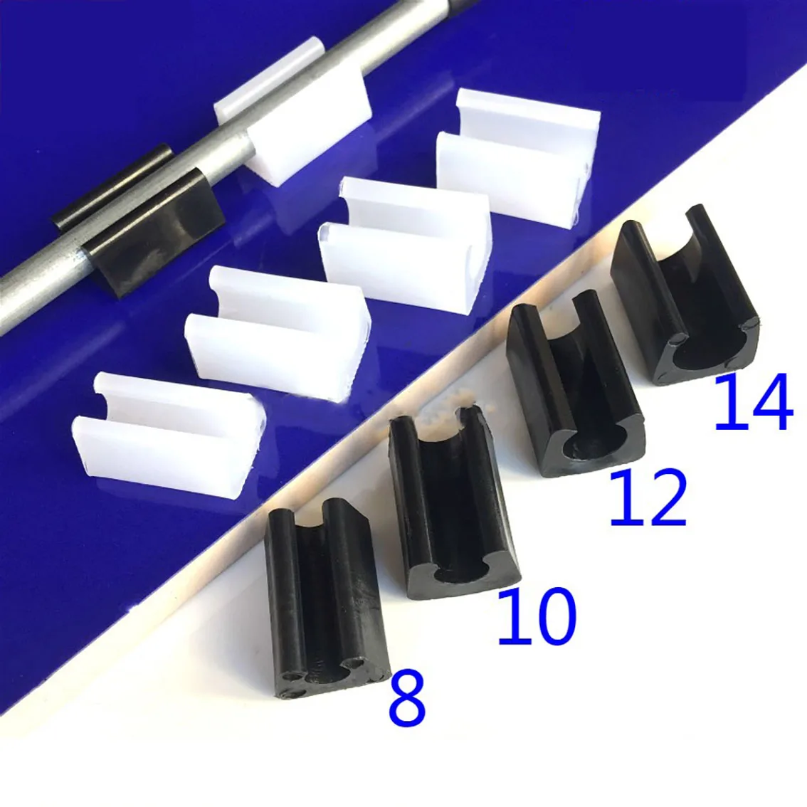 5Pcs-Black-White-Plastic-Chair-Feet-Pads-Non-Slip-u-type-Pipe-Clamps ...
