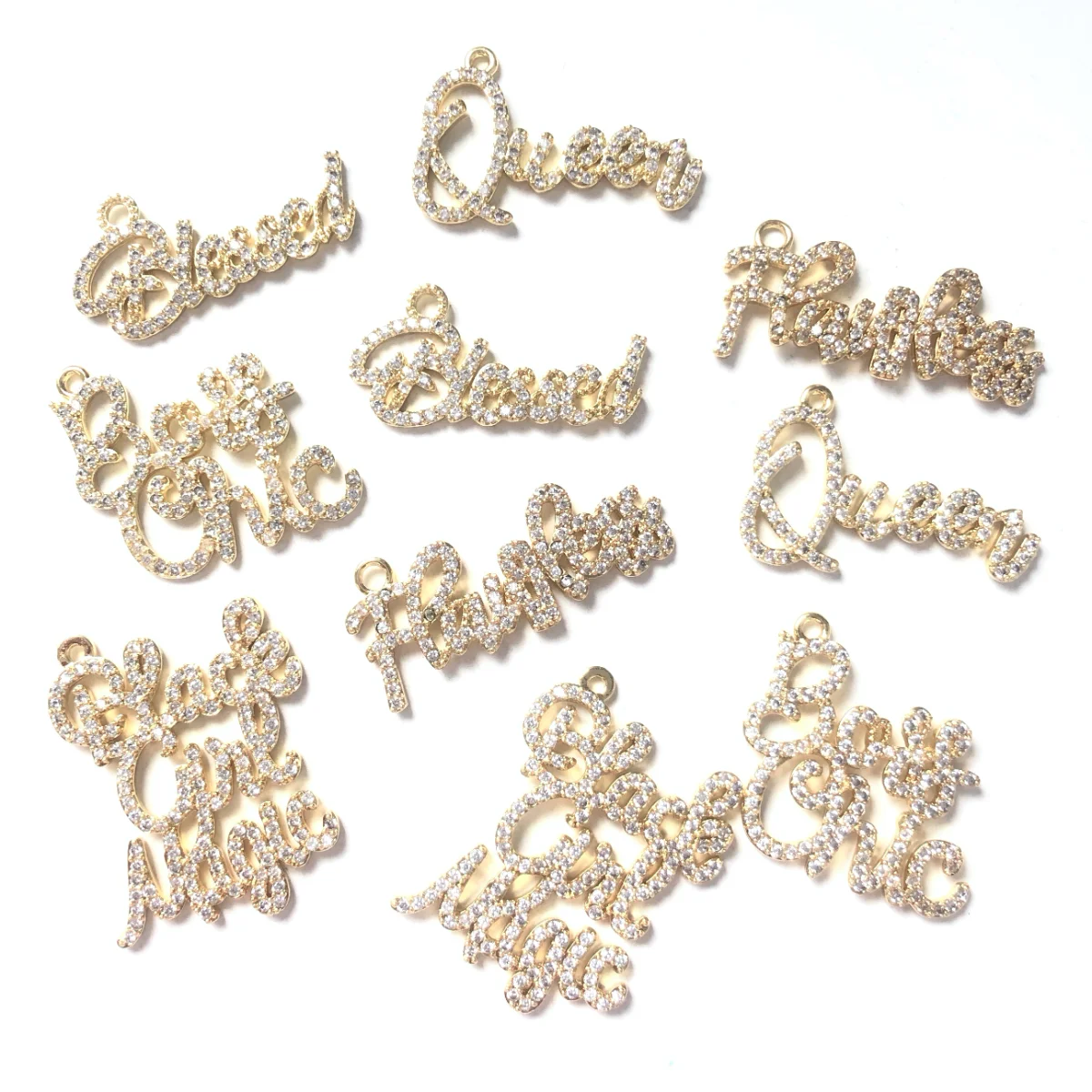 10pcs Mix Word Charm Pendant Bundle for Women Bracelet Making Queen ...