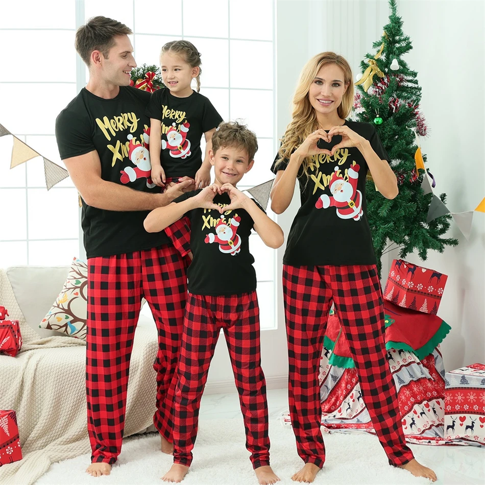 Pijamas de Navidad de manga corta para la familia, trajes a juego a ...
