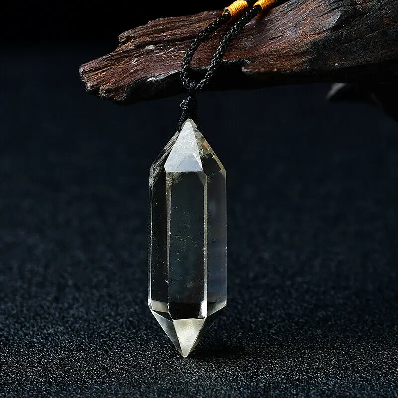 Natural-White-Quartz-Clear-Crystal-Pendant-Double-Pointed-Crystal ...