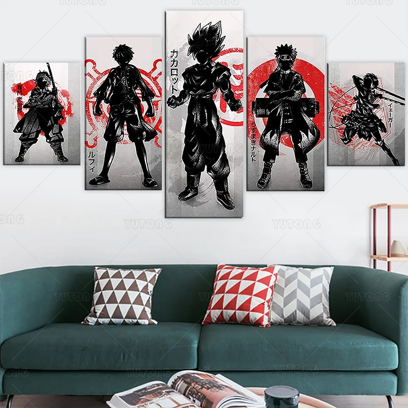 Japanese Anime One Piece Demon Slayer Poster Luffy Eren Tanjirou HD ...