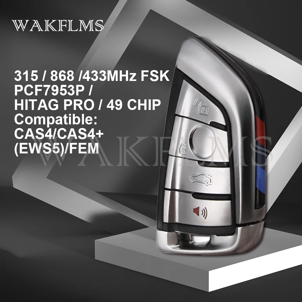 For BMW 3 5 7 Series X5 X6 2007 2018 315MHz 433.2MHz 868MHz ID49 CAS4 ...