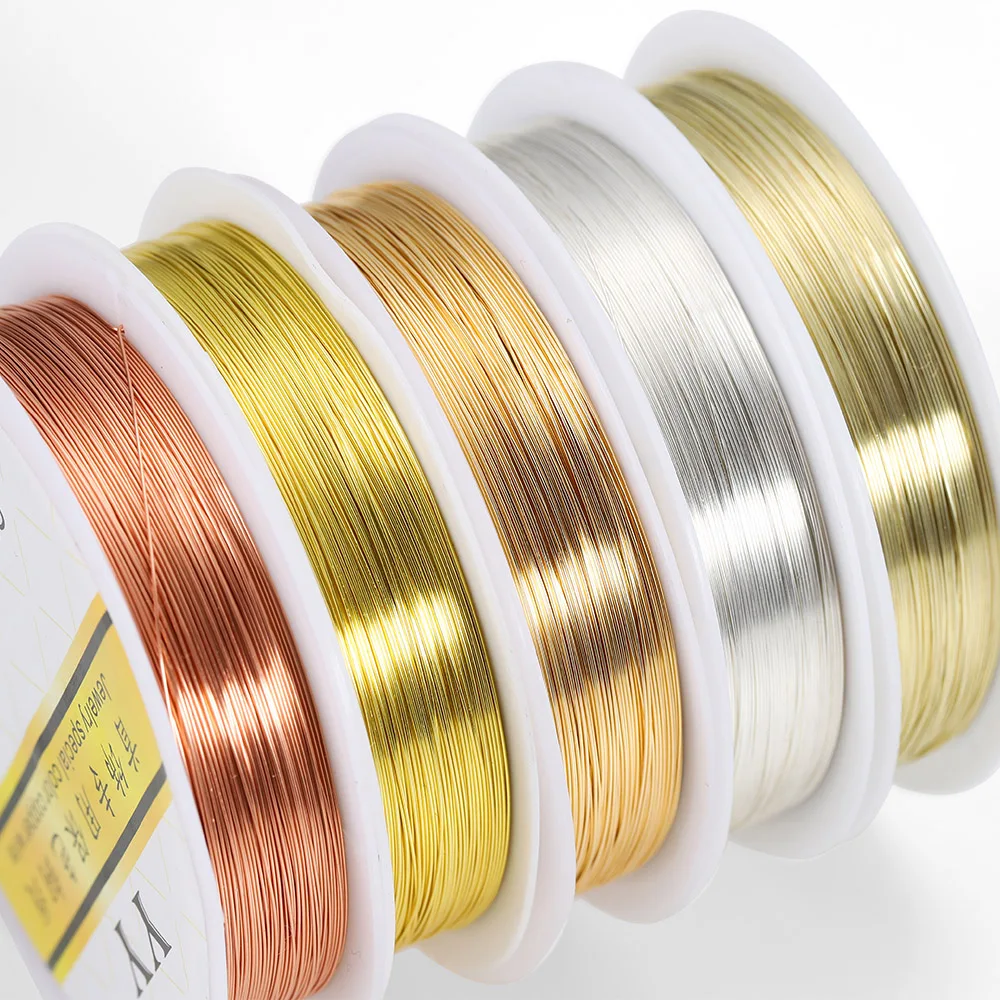 1Roll Gold Color Copper Wire 0.2/0.3/0.4/0.5/0.6/0.7/0.8/1.0mm Beading ...