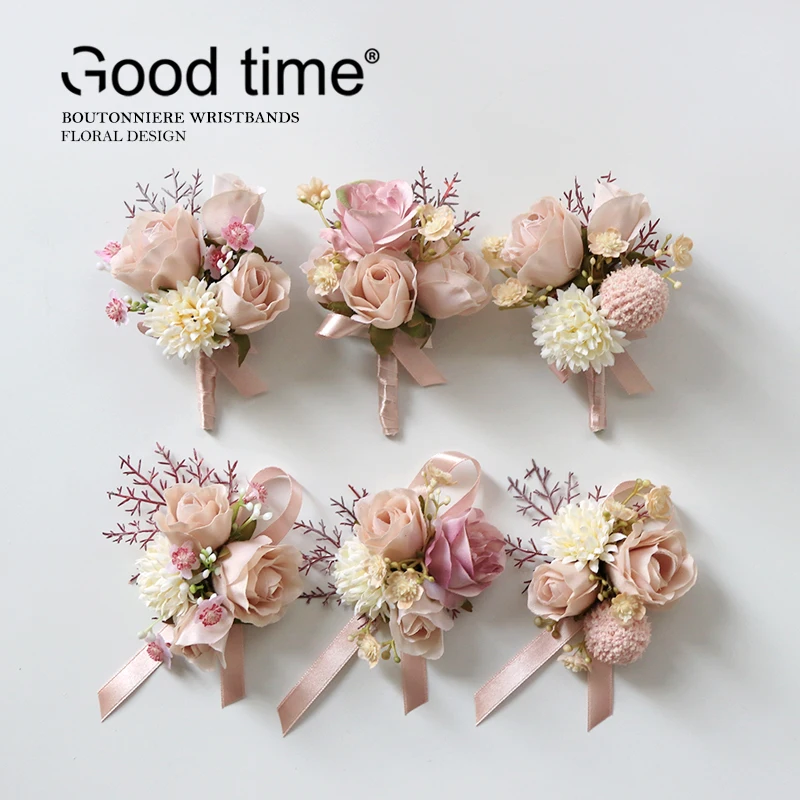GT Silk Corsages Wedding Decoration Marriage Rose Wrist Corsage Pin ...