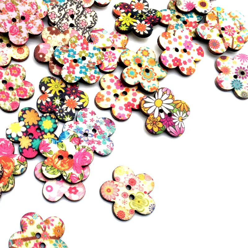 50 unids/lote de botones de madera para manualidades, botones ...