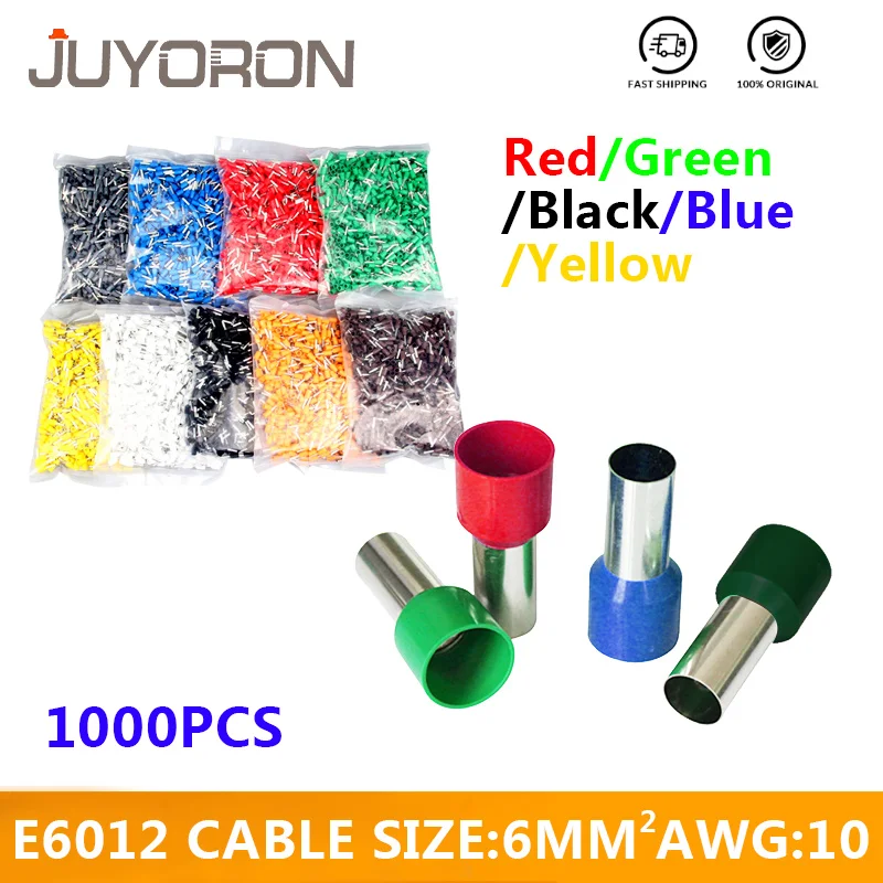 1000pcs E6012 AWG 10 Cable Wire 6mm2 Insulating Ferrules Terminal ...